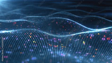 Abstract Glowing Virtual Neural Network Futuristic Coding Or
