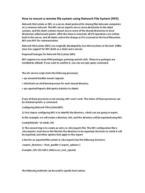 How To Mount A Remote File System Using Network File System Nfs Pdf File System