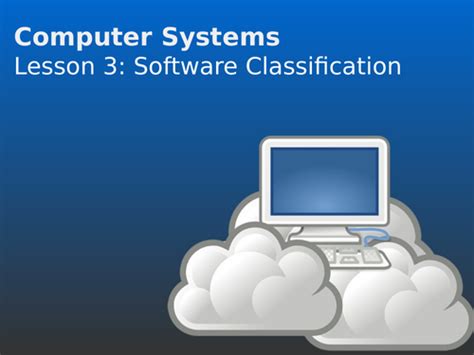 Topic Computer Systems Lesson 3 Software Classification Teaching