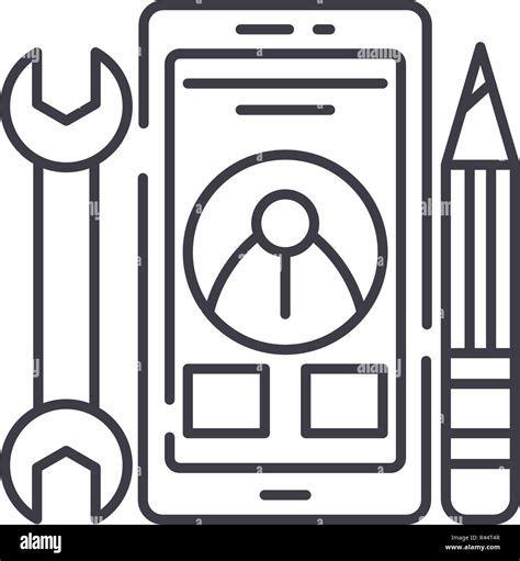 Mobile Development Line Icon Concept Mobile Development Vector Linear Illustration Symbol