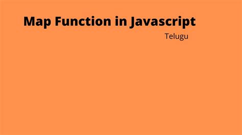 Map Function In Javascript Telugu Youtube