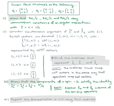 Solved Given Pauli Matrices As The Following