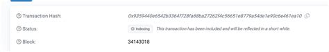Can Anyone Explain Why My Transaction Is Stuck On Indexing Never Had