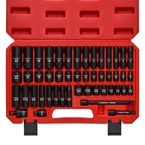Casoman 3 8 Drive Impact Socket Set 48 Piece Standard Sae And Metric