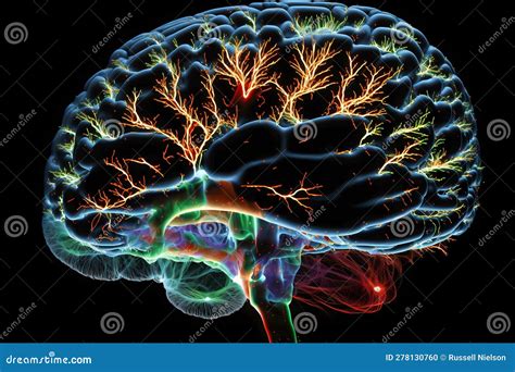 Negative Image Of The Human Brain With Neural Pathways Highlighted In