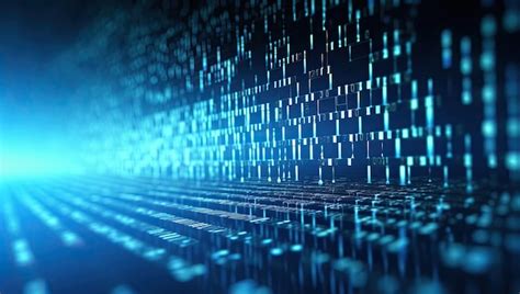 Premium Photo Binary Code Dots And Blue Lights In Digital Composition