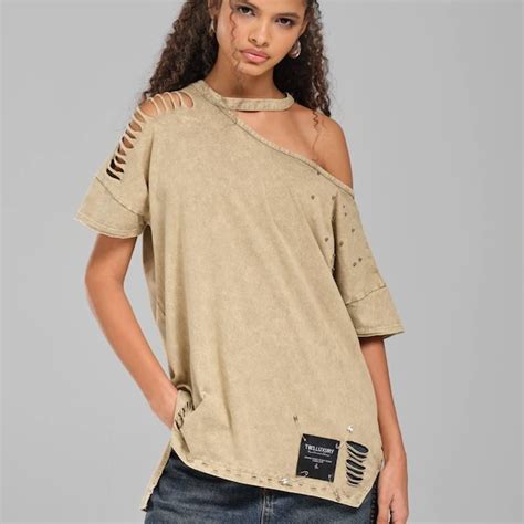 Distressed Ripped Tee Shirt Etsy