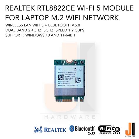 Realtek RTL8822CE Wi Fi 5 M 2 Wireless Lan Bluetooth V 5 0 Dual Band 2 4Ghz Speed 1 2 Gbps