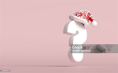 산타 클로스 모자가 있는 3d 흰색 물음표 기호 아이콘 분홍색 배경에 고립된 복사 공간 Faq 또는 자주 묻는 질문 메리 크리스마스와 새해 복 많이 받으세요 3d 렌더링