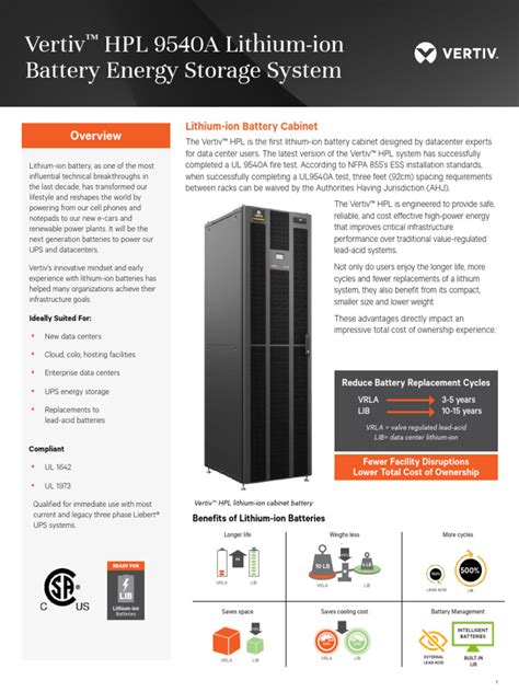 Vertiv Hpl Lithium Ion Data Sheet Sl 70383 Pdf Lithium Ion Battery