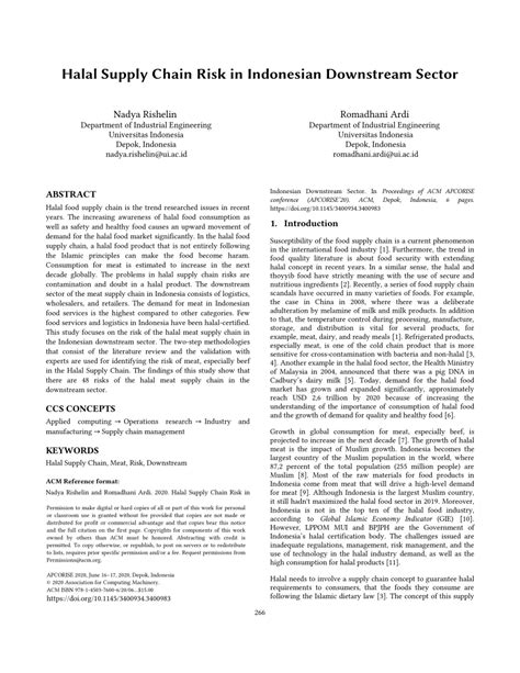 Pdf Halal Supply Chain Risk In Indonesian Downstream Sector