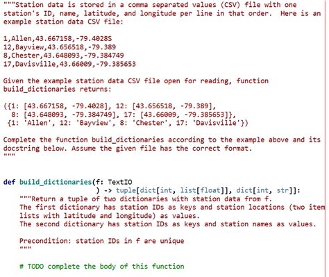Solved Station Data Is Stored In A Comma Separated Values