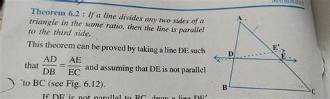 Theorem If A Line Divides Any Two Sides Of A Triangle In The Same Ra