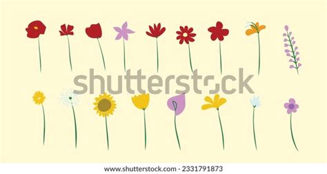 Hand Draw Flower Aesthetic Easy Flower Stock Vector Royalty Free