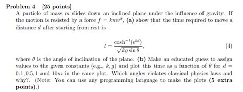 Solved Problem Points A Particle Of Mass M Slides Chegg
