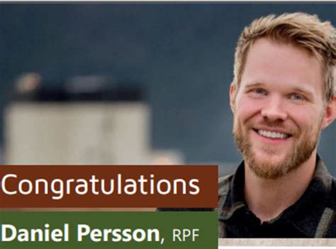 Daniel Persson Named One Of The Top 20 Under 40 Foresters In Canadian Forest Industries Magazine