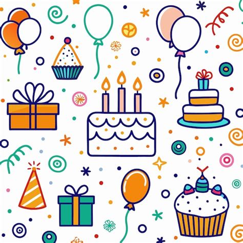 Happy Birthday Pattern Premium Ai Generated Vector