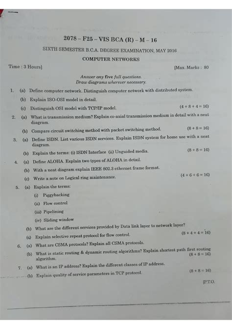 Cn Question Paper Computer Application Studocu