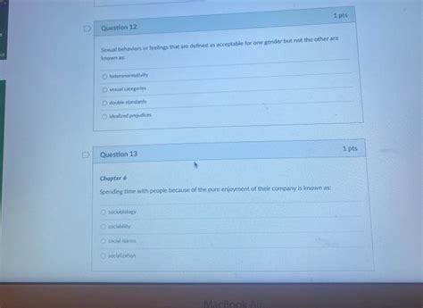 Solved Pts Question Sexual Behaviors Or Feelings That Chegg Com