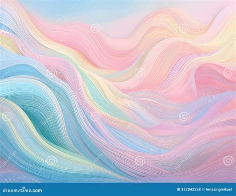 Pastel Soft Waves In Abstract Fluid Design Gentle Calming Background With Flowing Smooth