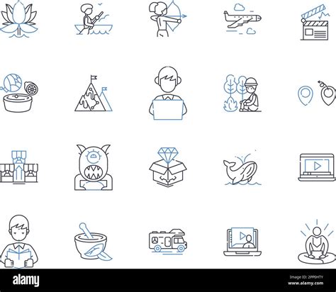 Meditation Retreats Line Icons Collection Solitude Peace Tranquility Mindfulness Wellness