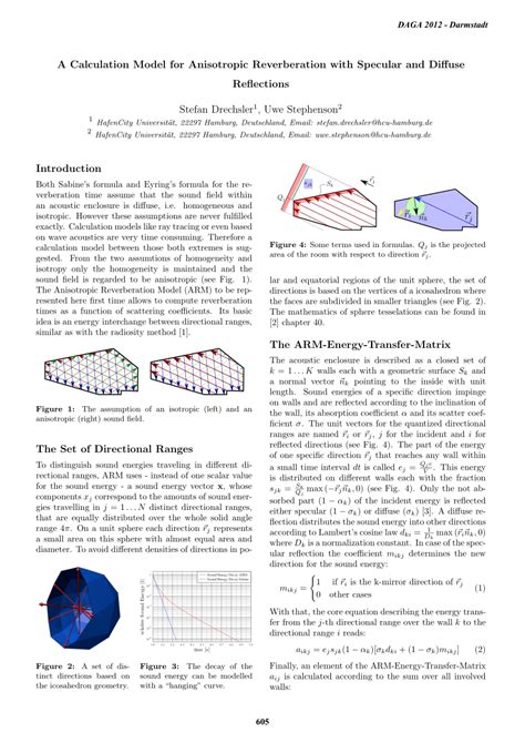 Pdf A Calculation Model For Anisotropic Reverberation With Specular And Diffuse Reflections