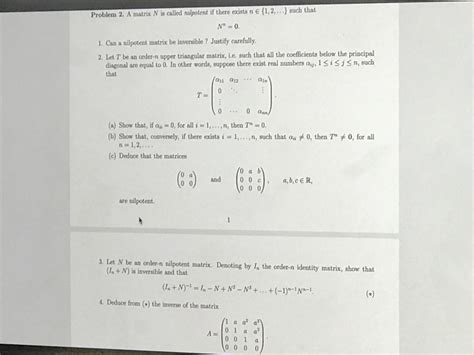 solved problem 2 a matrix n is called nilpotent if there