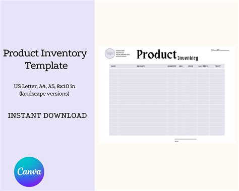Editable Inventory Management Form Landscape Inventory Tracker Product