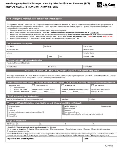 Fillable Online Physician Certification Statement Pcs Form Physician