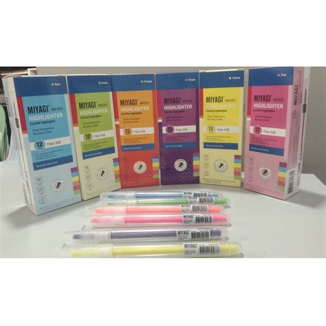 Miyagi Fiber Nib Highlighter Sold Per Set 6 Assorted Colors Per Set Shopee Philippines
