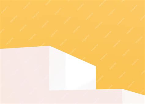 제품 배치를 위한 그림자 3d 그림 빈 디스플레이 장면 프레젠테이션이 있는 노란색 배경의 제품 디스플레이 흰색 연단 스탠드