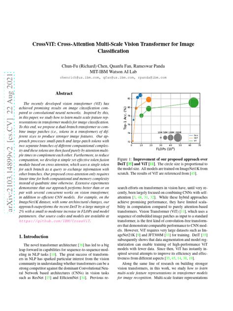 Crossvit Cross Attention Multi Scale Vision Transformer For Image Classification Pdf