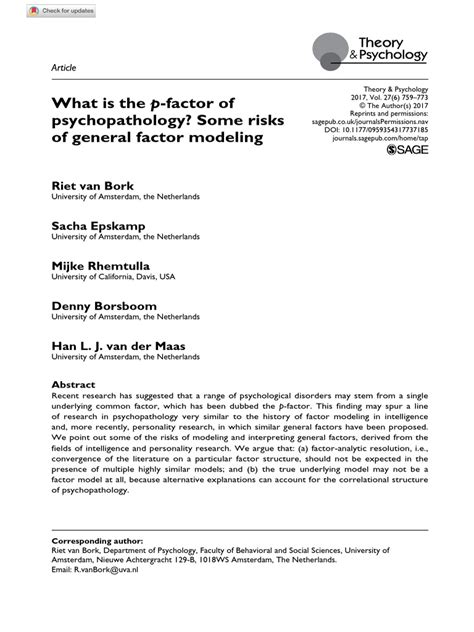 What Is The P Factor Of Psychopalogy Some Risks Of General Factor