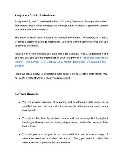 Assignment 2 Unit 13 Guidance Pdf Data Model Communication