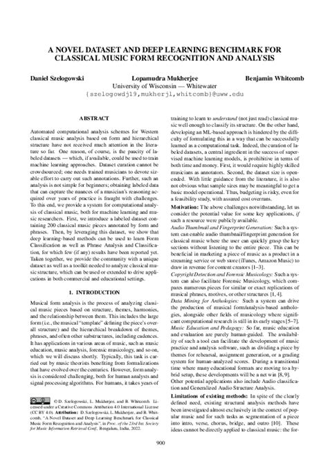Pdf A Novel Dataset And Deep Learning Benchmark For Classical Music Form Recognition And Analysis