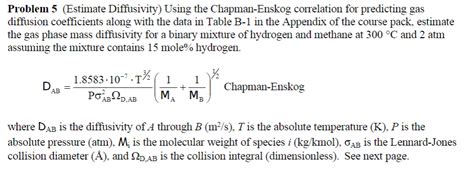 Solved Problem 5 Estimate Diffusivity Using The