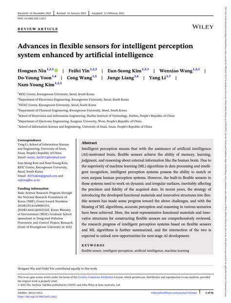 Pdf Advances In Flexible Sensors For Intelligent Perception System