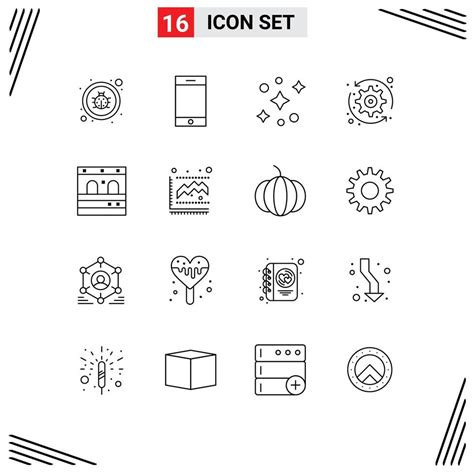 Set Of 16 Commercial Outlines Pack For Diagram Garage Space Door System Editable Vector Design