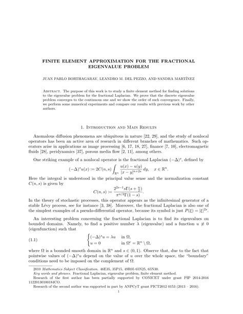 Pdf Finite Element Approximation For The Fractional Eigenvalue Problem