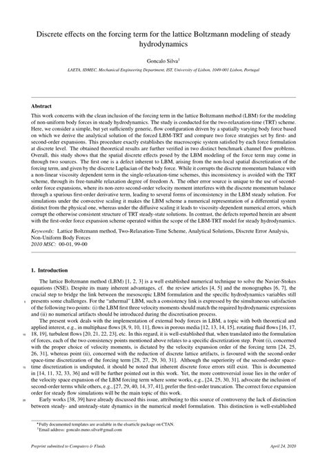 Pdf Discrete Effects On The Forcing Term For The Lattice Boltzmann