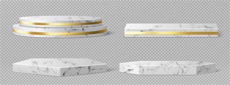 골든 프레임 및 장식이있는 대리석 받침대 또는 연단 기하학적 빈 스테이지의 원형 및 사각형 테두리 제품 프레젠테이션 용 석재 전시 디스플레이 갤러리 플랫폼 현실적인