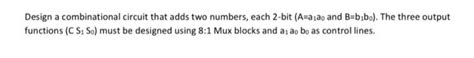 Solved Design A Combinational Circuit That Adds Two Numbers