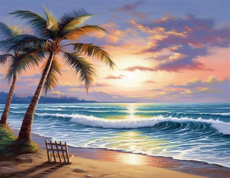 5d Coconut Tree Beach Sunset Scenic Diamond Painting Diamond Painting