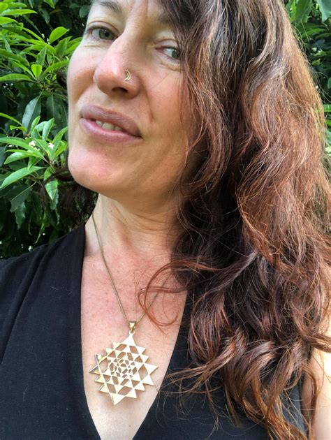 Brass Big Sri Yantra Necklace Sacred Geometry Gold Shri Yantra