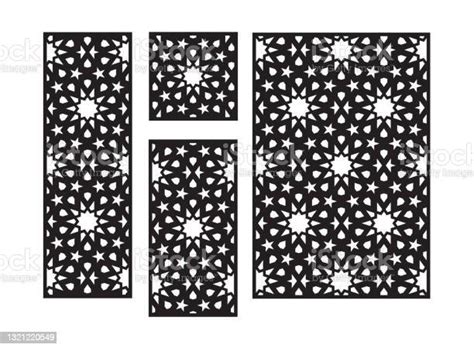 이슬람 아랍어 레이저 컷 패턴 장식 패널 화면 벽 레이저 절단을 위해 설정된 벡터 Cnc 패널입니다 내부 파티션 룸 디바이더 개인 정보 보호 울타리템플릿 울타리에 대한 스톡