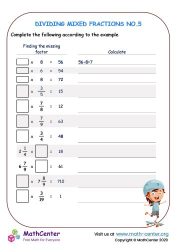 Dividing Fractions To Ninths E Worksheet For 5th Grade Lesson