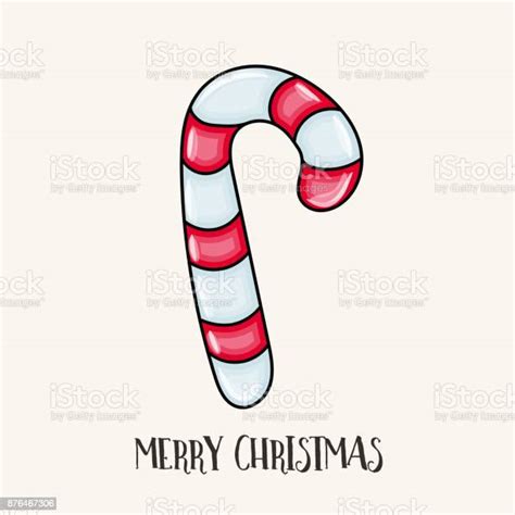 메리 크리스마스 인쇄 술입니다 사탕 지팡이 빨간색과 흰색 색상 만화 스타일 벡터 12월에 대한 스톡 벡터 아트 및 기타 이미지