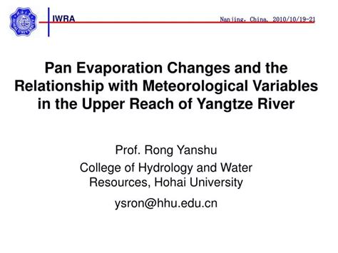Ppt Prof Rong Yanshu College Of Hydrology And Water Resources Hohai University Ysron Hhu