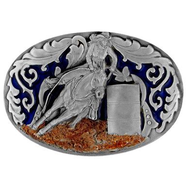 Made In The Usa Barrel Racer Belt Buckle With Enamel Finish Western