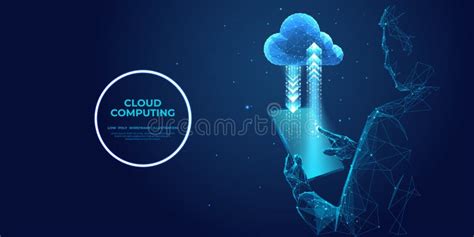 Abstract Businessman Holds A Tablet With Cloud Computing Icon Network Stock Vector